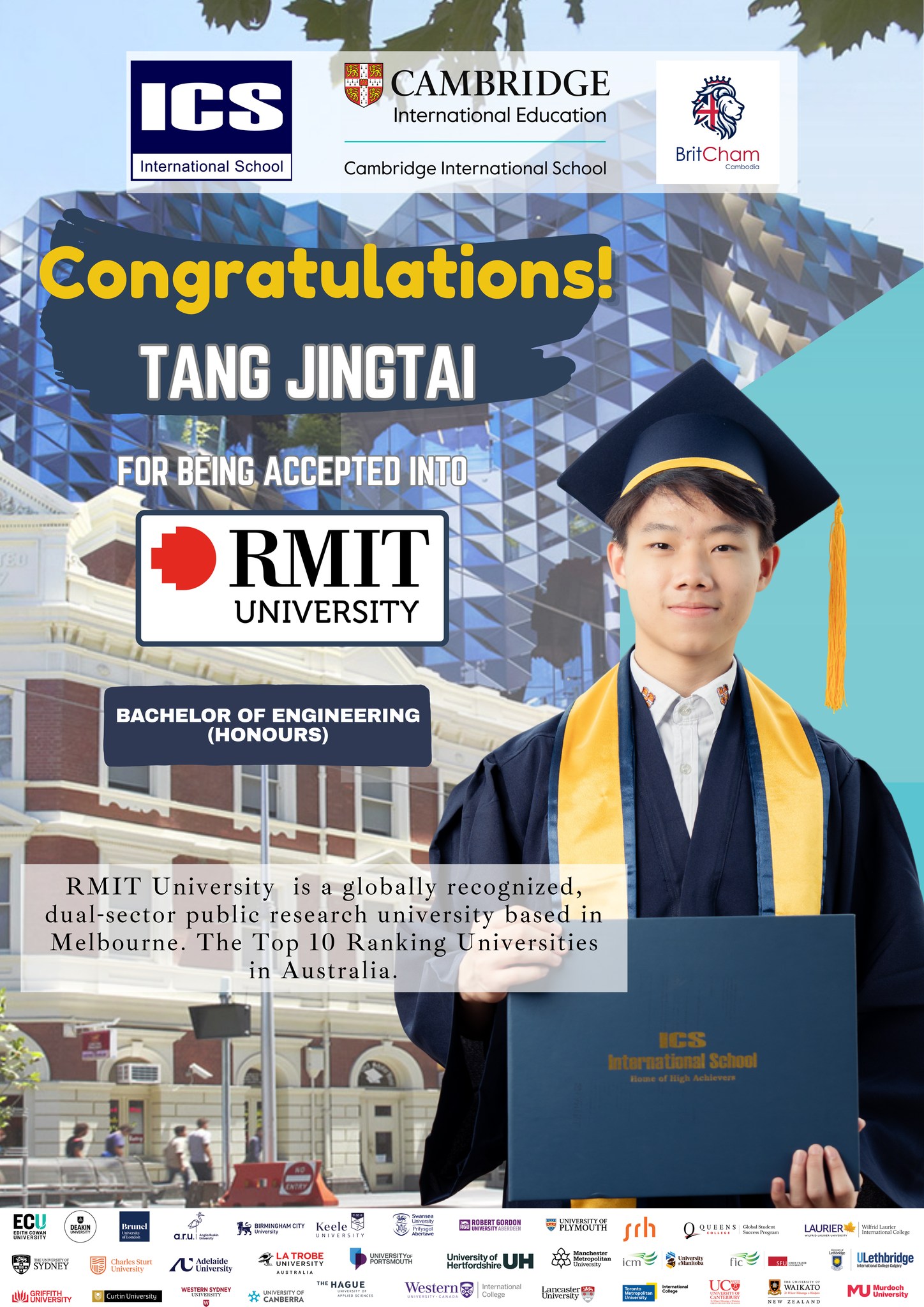 ICS International School Celebrates RMIT University Acceptance of Tang ...